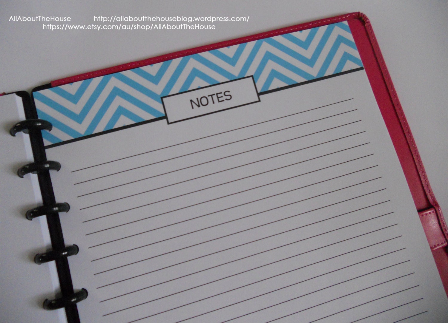 Note Paper Lined Undated Perpetual Printable Chevron Blue PDF Editable ...