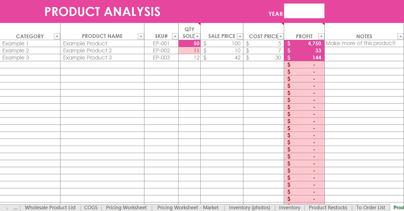 Inventory Spreadsheet Etsy Seller Tool Shop Management - Etsy UK