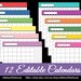 EDITABLE 12 Polka Dot Calendars You Choose 2015 2016 and - Etsy Australia