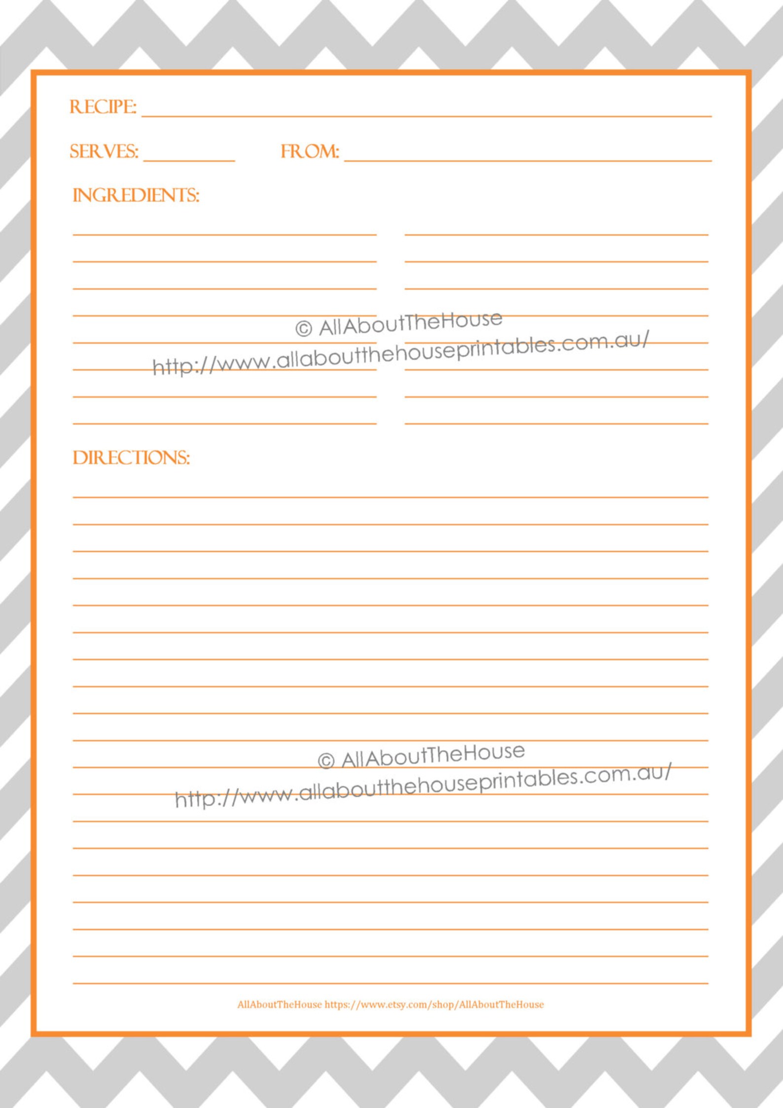 Recipe Binder Printables EDITABLE Recipe Sheet Recipe Card | Etsy