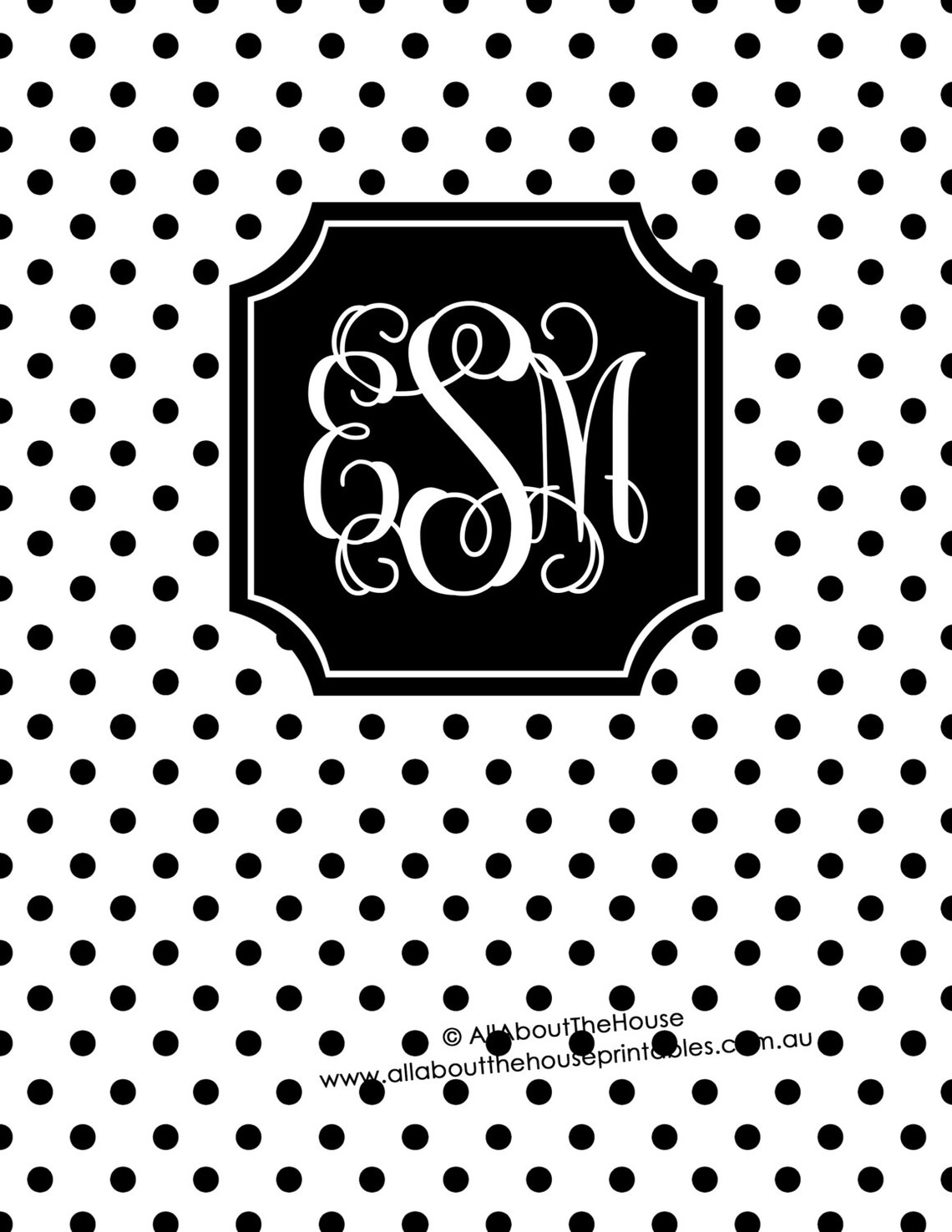 Editable Printable Monogram Binder Cover and Spine Chevron Polka Dot ...