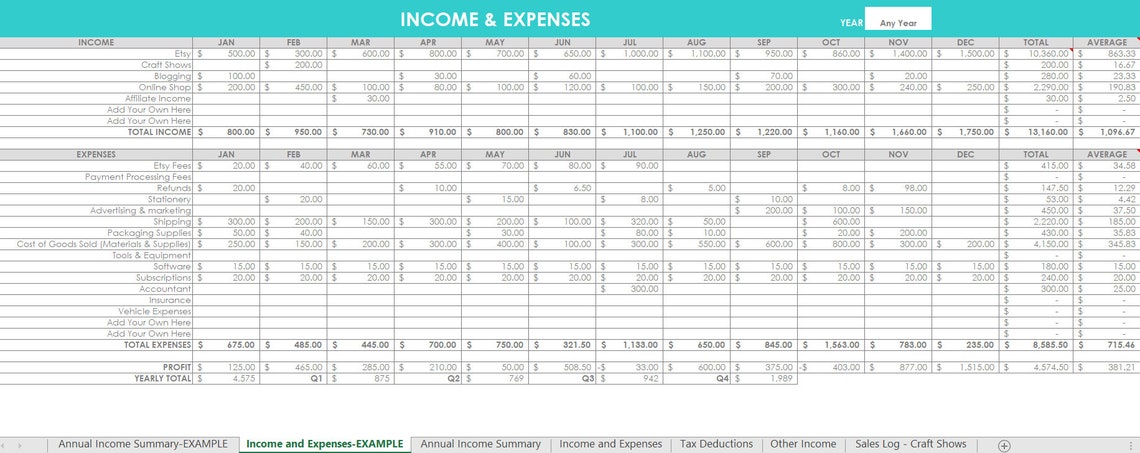 Etsy Seller Spreadsheets, Shop Management Tool, Financial, Tax ...