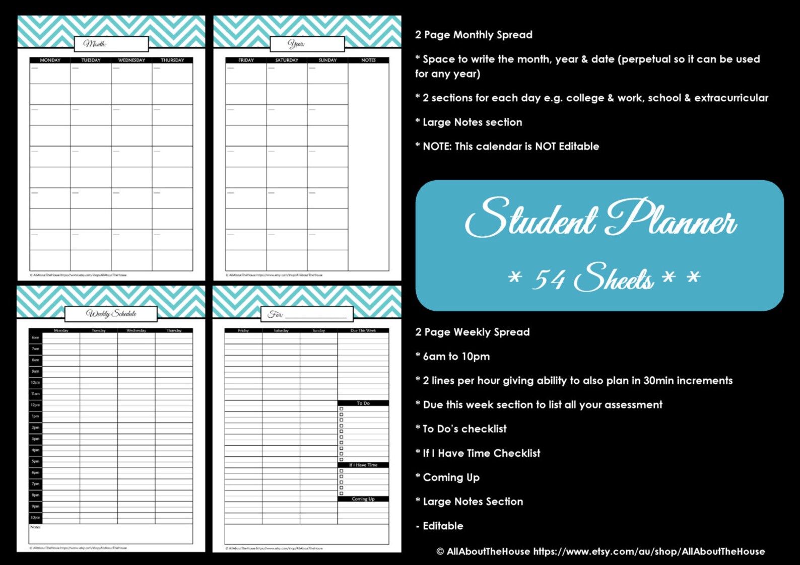 PINK EDITABLE Student Planner Printable College Planner School Class ...