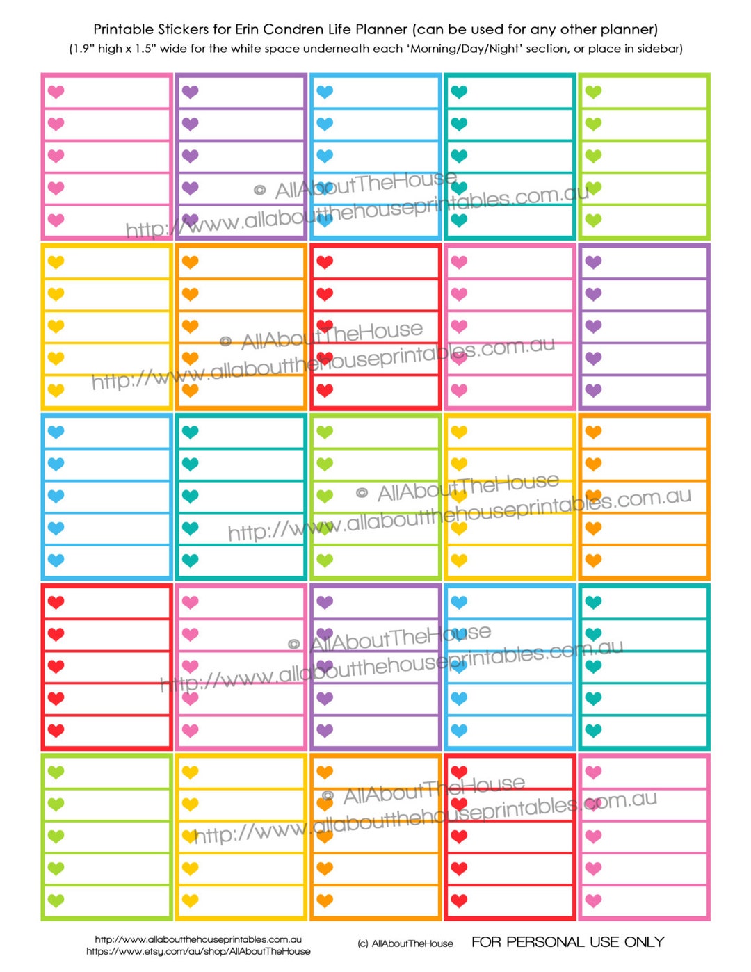 Heart List Planner Stickers Printable Checklist to Do the Made for Erin ...