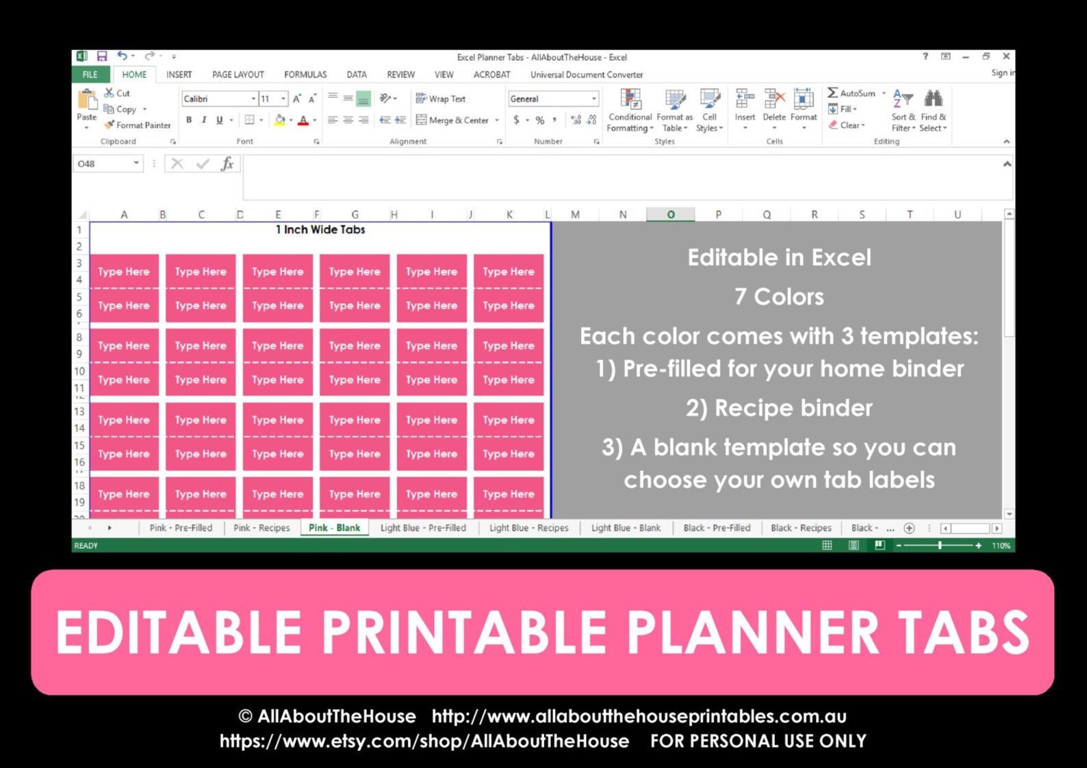 EDITABLE Planner Tabs Printable for Your Paper Planner or Bullet ...