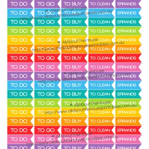 To Do to Buy to Go to Clean Errands Flag Printable Planner Stickers ...