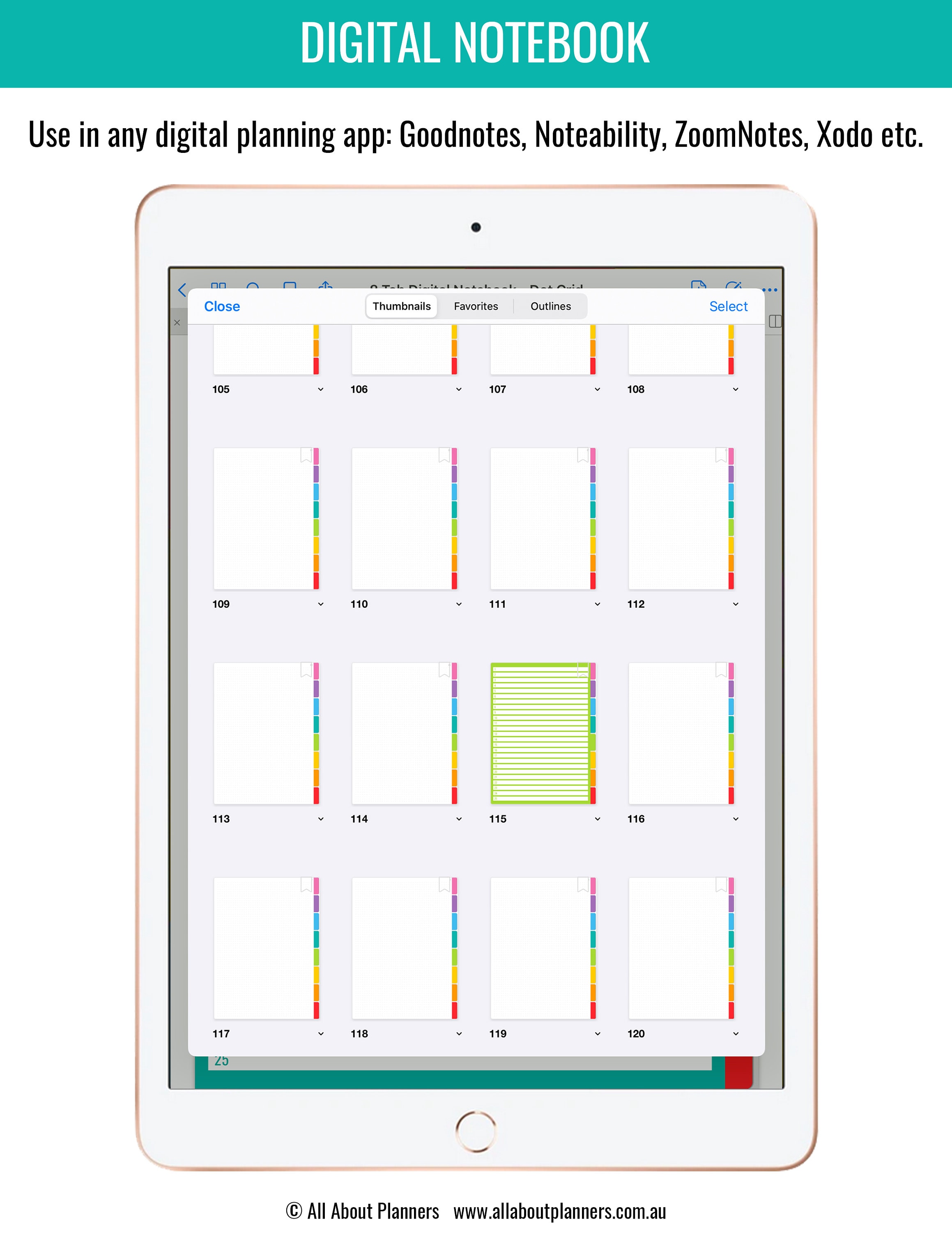 Goodnotes Checklist Notebook Journal to Do List 8 Subject Tabs ...