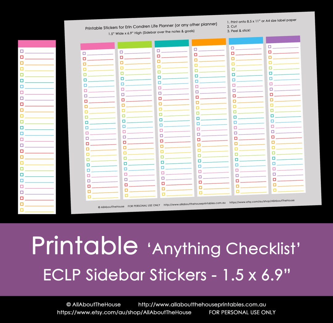 Anything Checklist Planner Stickers - to Do Cleaning Shopping List Ect ...