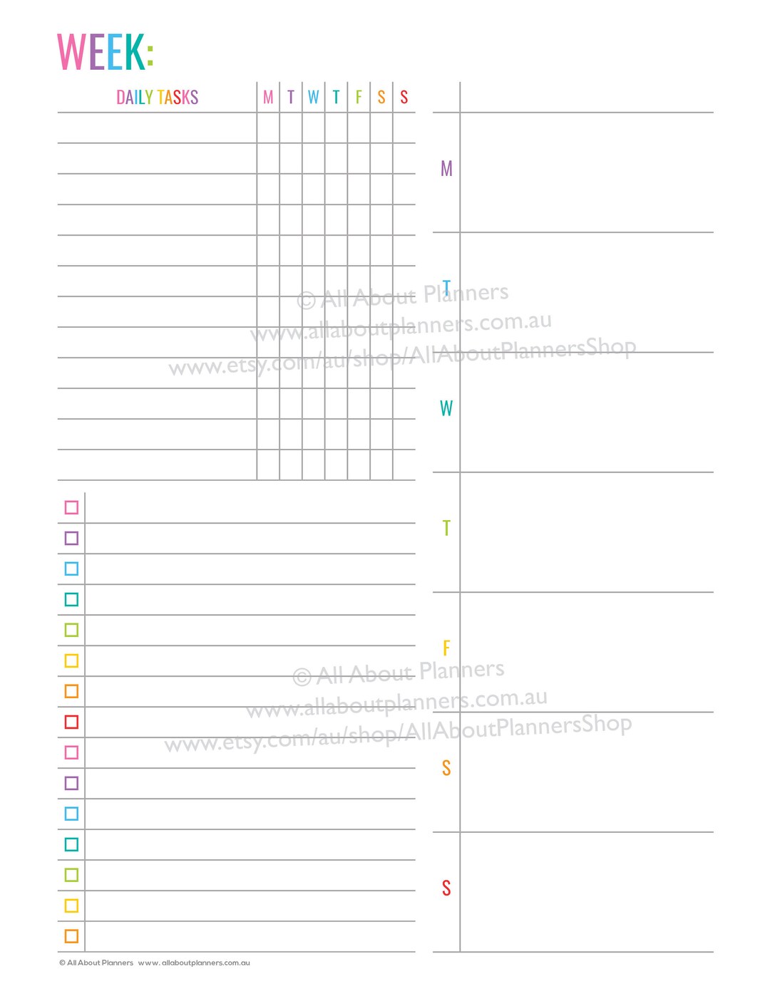 Weekly Overview Planner Printable Editable Habit Tracker Checklist ...