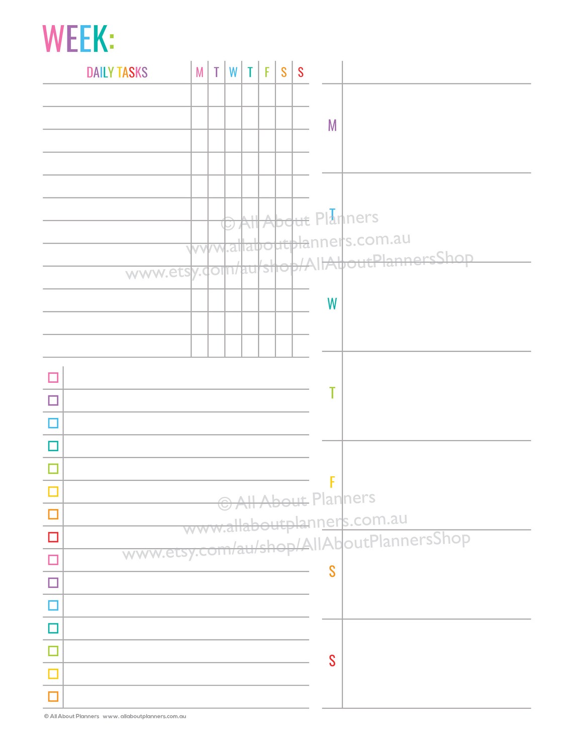 Weekly overview planner printable editable habit tracker | Etsy