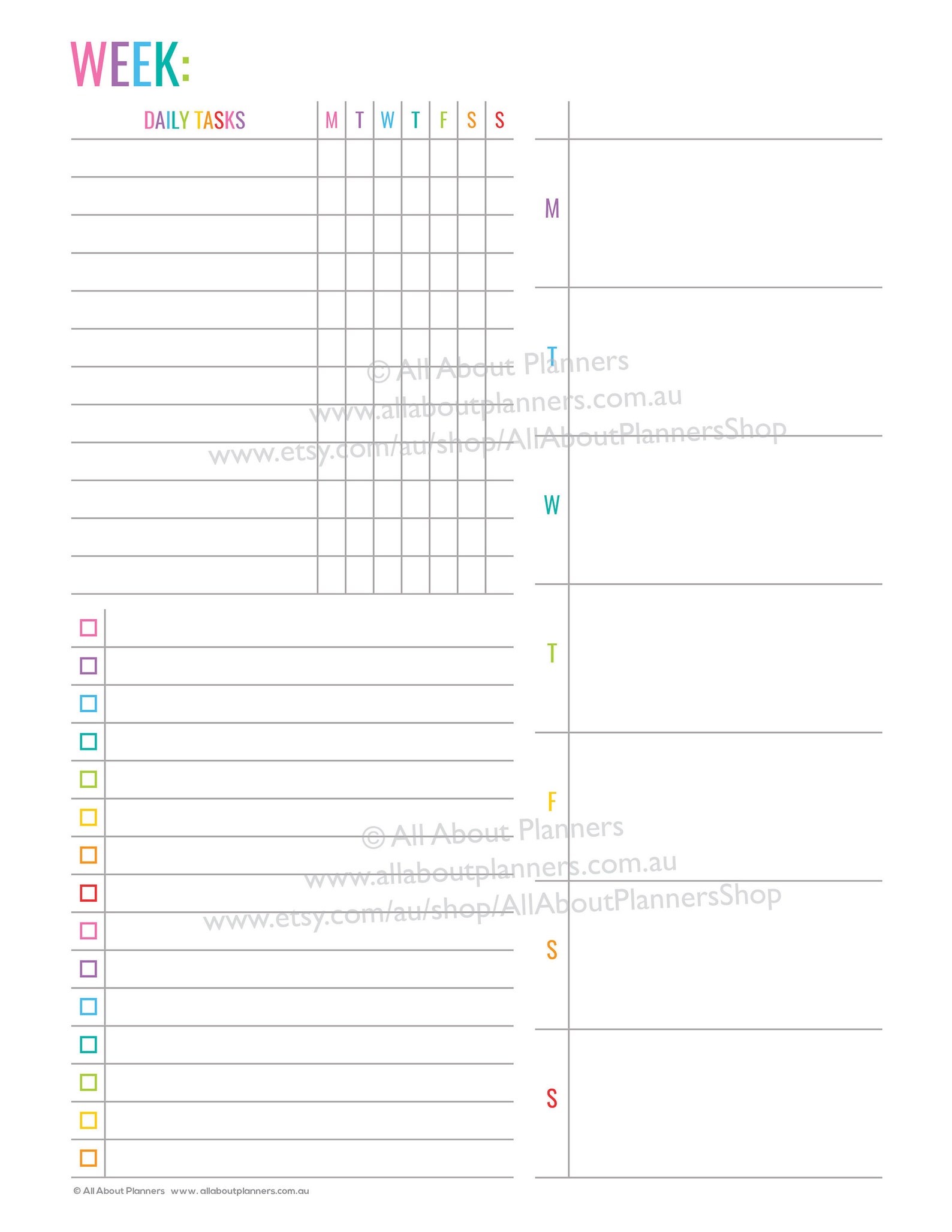Weekly overview planner printable editable habit tracker | Etsy