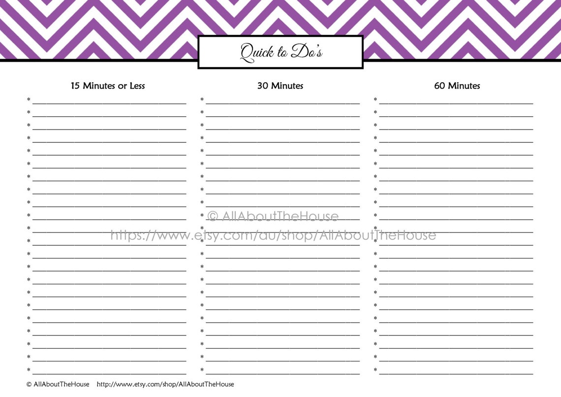 PURPLE EDITABLE List Makers Kit Chevron Printable Pdf - Etsy