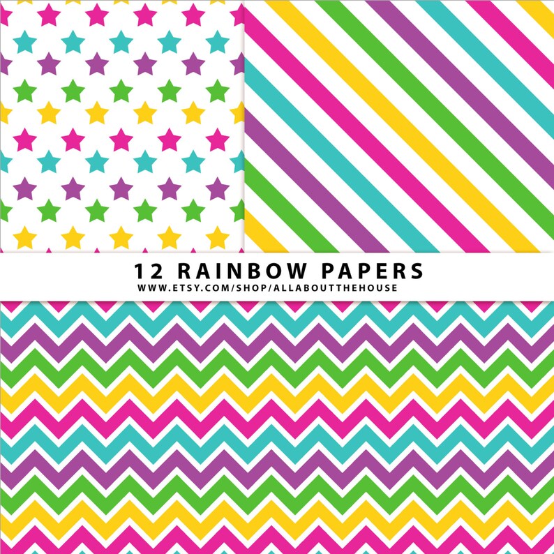 Rainbow Digital Paper 12 X 12 Commercial and - Etsy