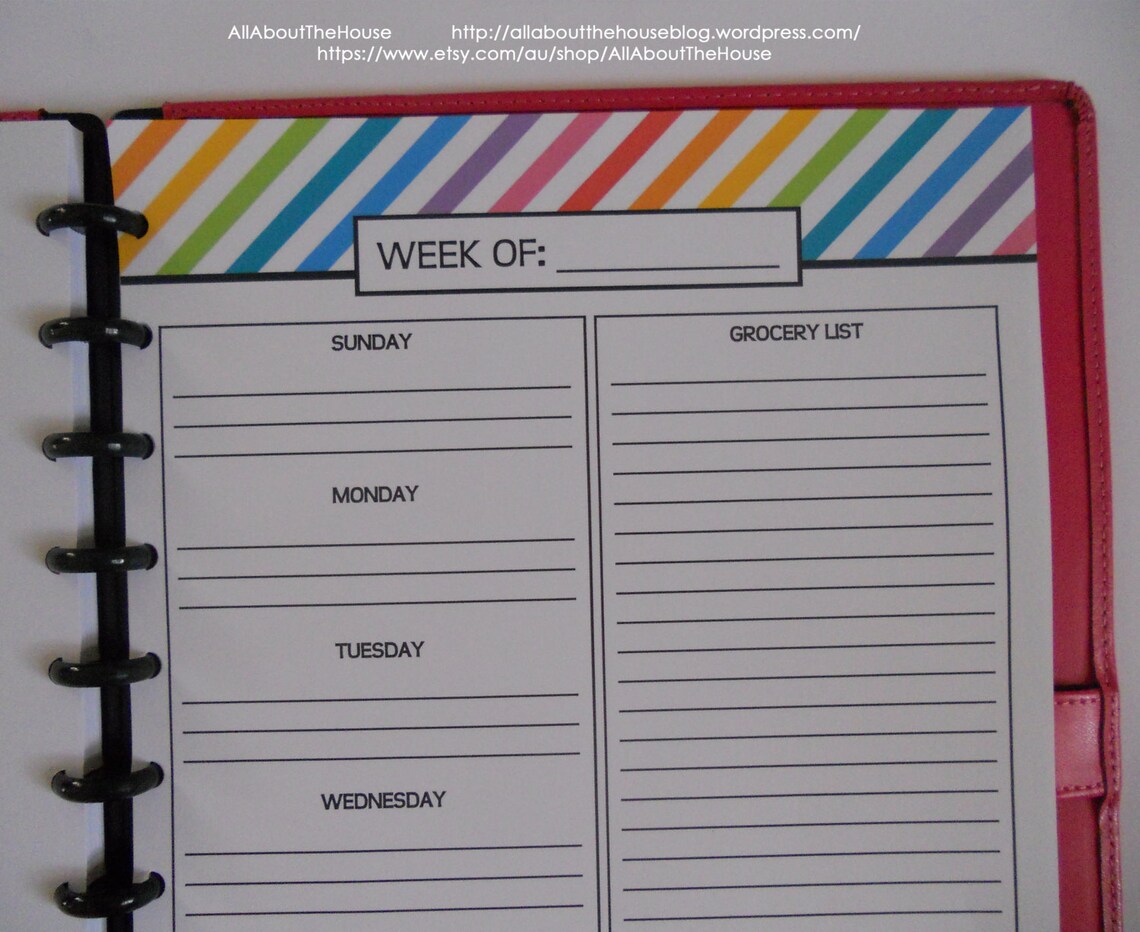 Weekly Meal Planner Printable Chevron Blue Menu Planner PDF Editable ...