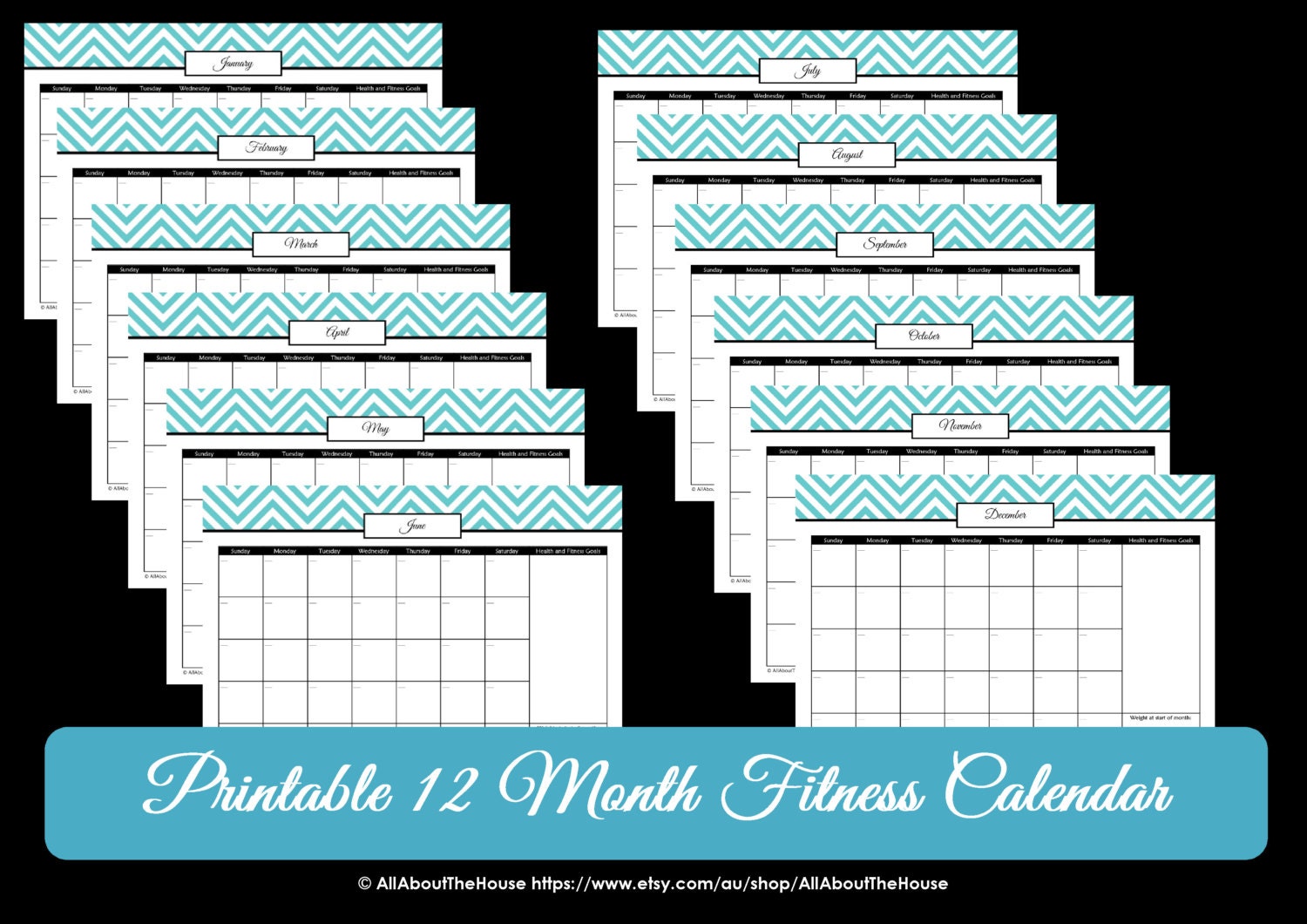 LIGHT BLUE Health and Fitness Printables Workout Printables - Etsy