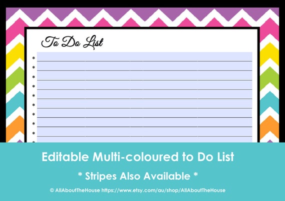 Chevron To Do List Printable Checklist Perpetual Pdf Editable