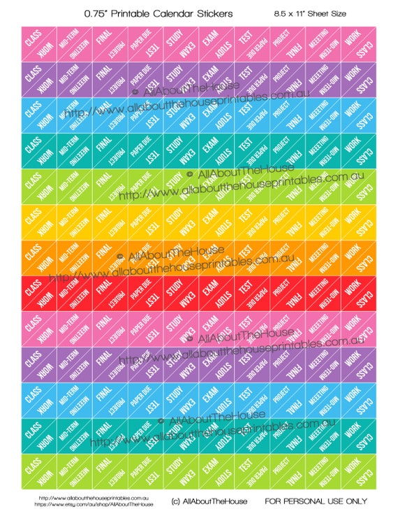 College Planner Stickers Printable Calenda student class study corner ...