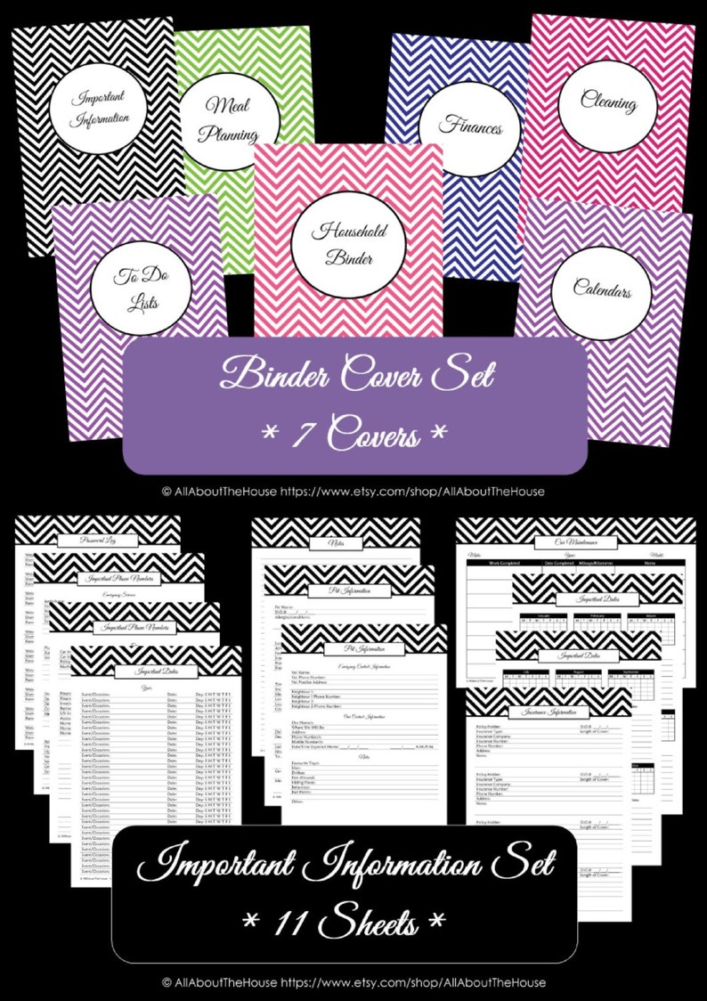 PINK Household Binder Printables Home Binder Starter Planner pdf ...