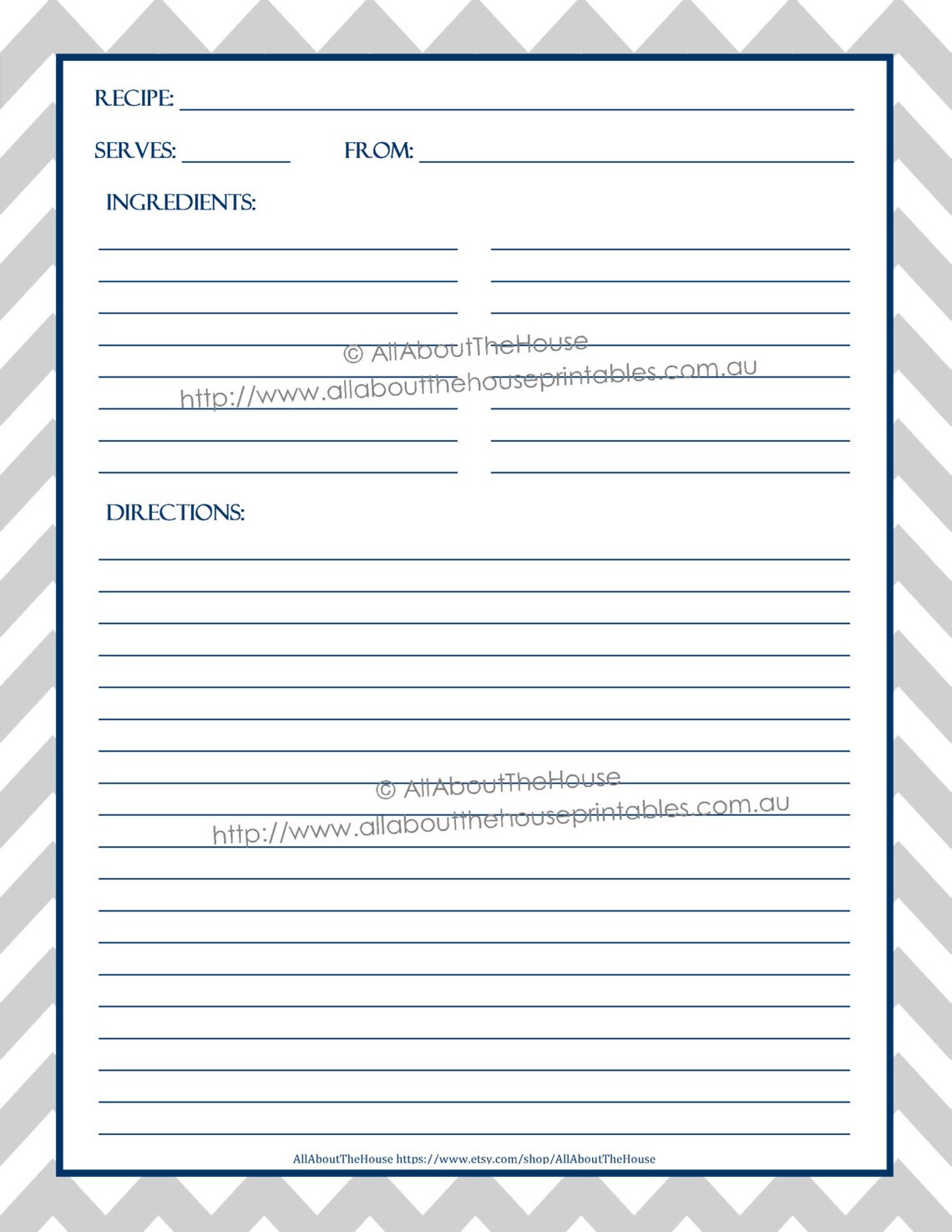 EDITABLE Recipe Binder Printables Recipe Sheet Recipe Card | Etsy