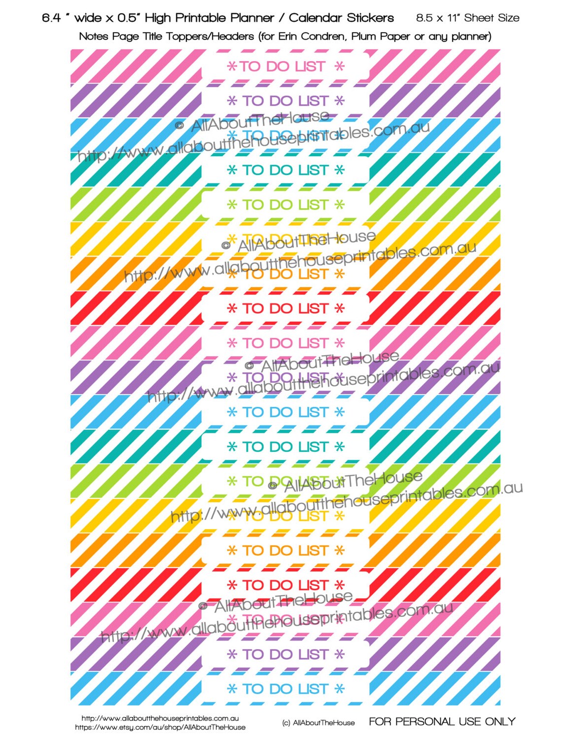 Notes Page Title Topper Header Planner Stickers Checklist | Etsy