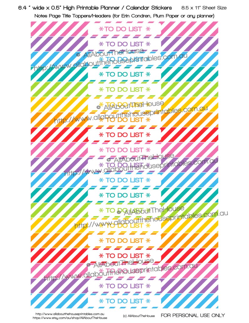 Notes Page Title Topper Header Planner Stickers Checklist | Etsy