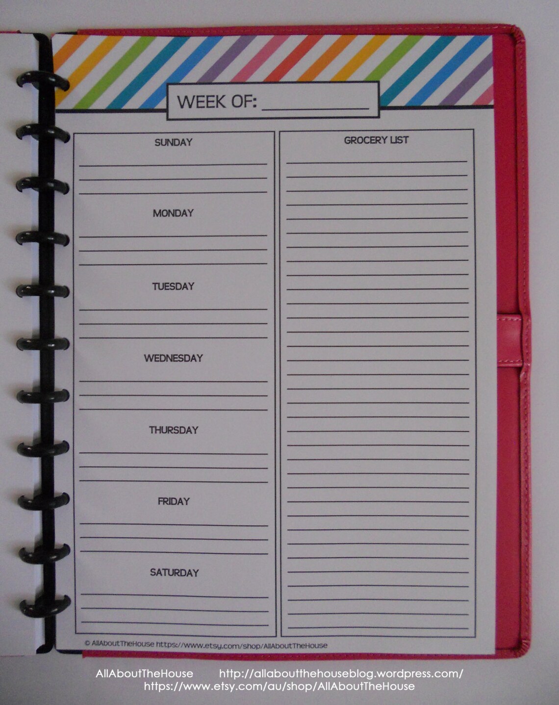 Weekly Meal Planner Printable Rainbow Stripe Menu Planner PDF - Etsy ...