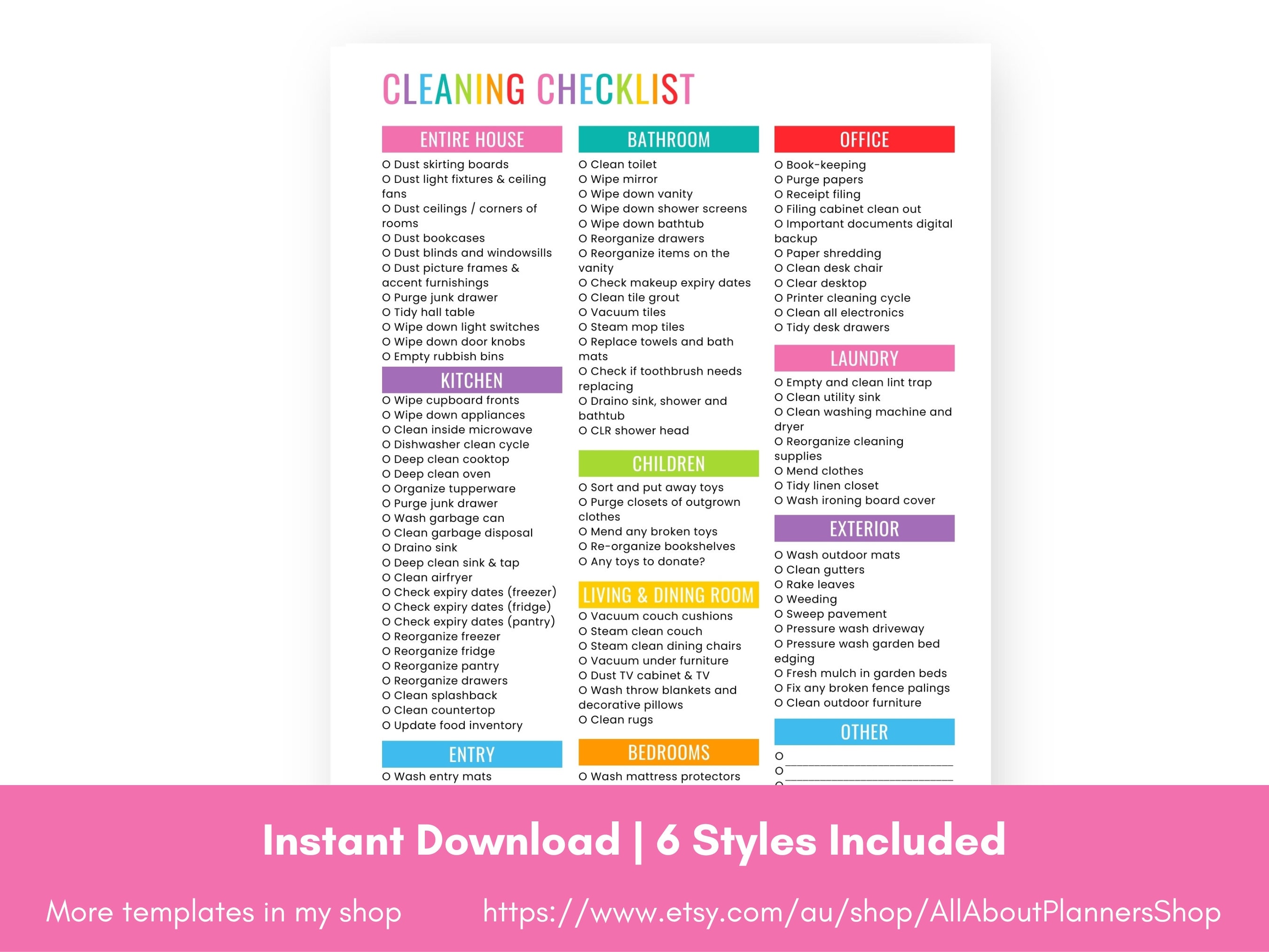 Cleaning Checklist Deep Clean Master Cleaning Checklist Home Cleaning ...