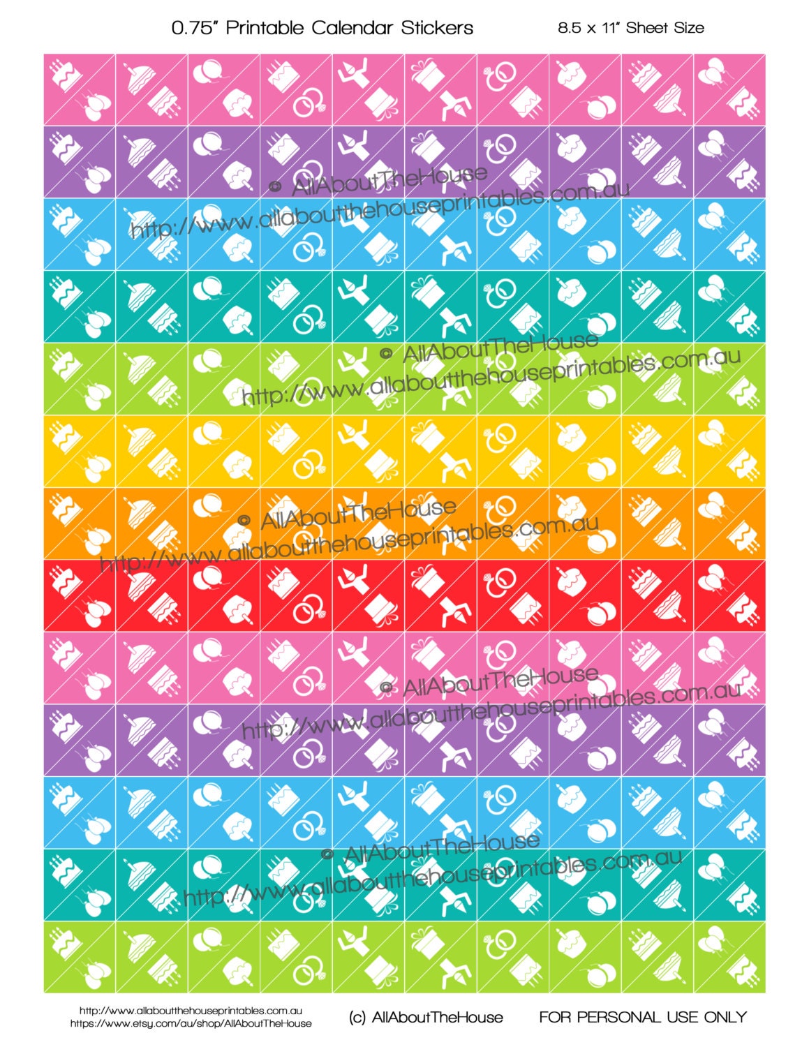 Party Celebrate Birthday Planner Stickers Printable Calendar Corner ...