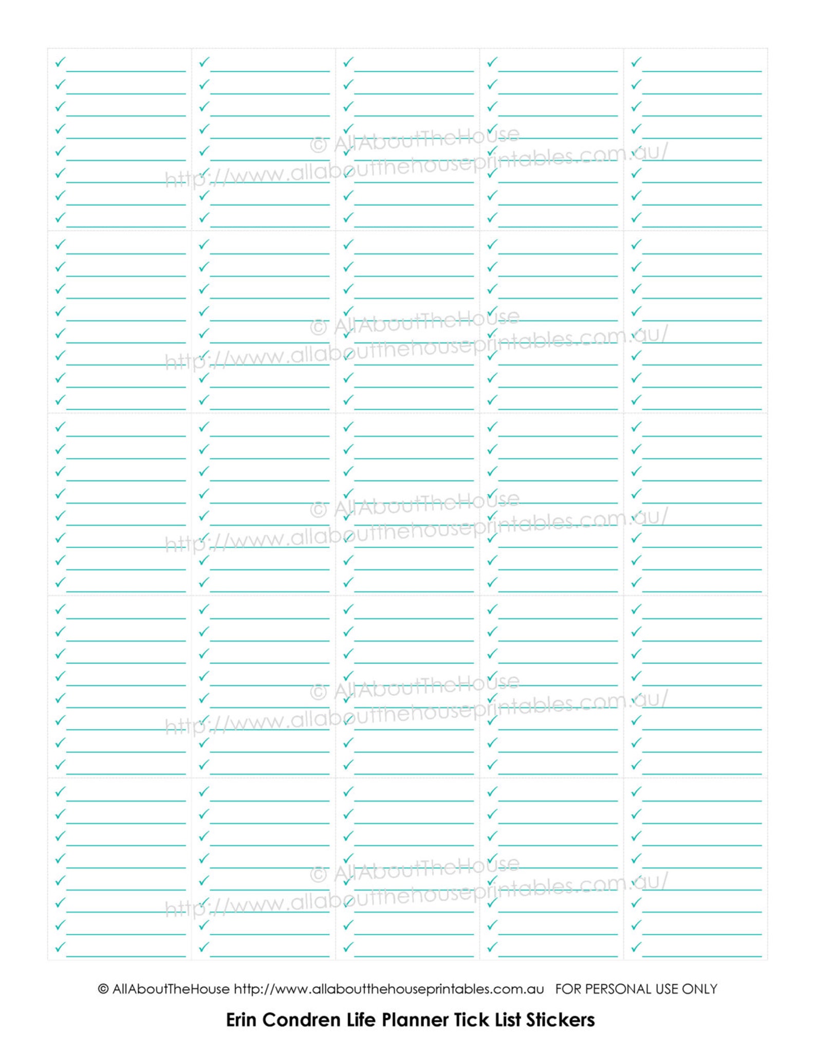 Printable Tick List Calendar Planner Stickers Checklist Full Box for ...