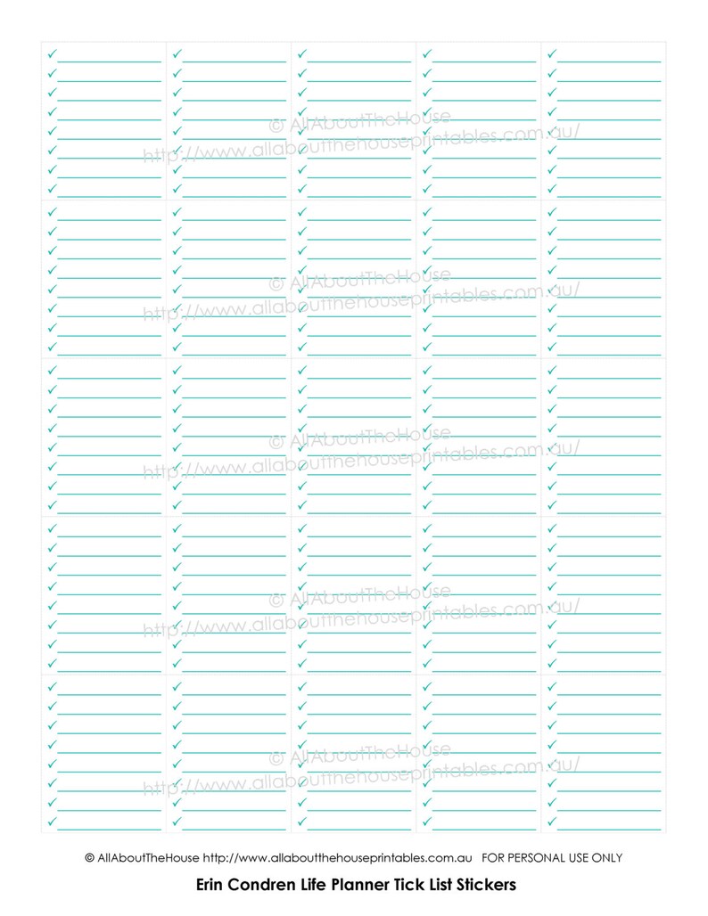 Printable Tick List Calendar Planner Stickers Checklist Full - Etsy ...