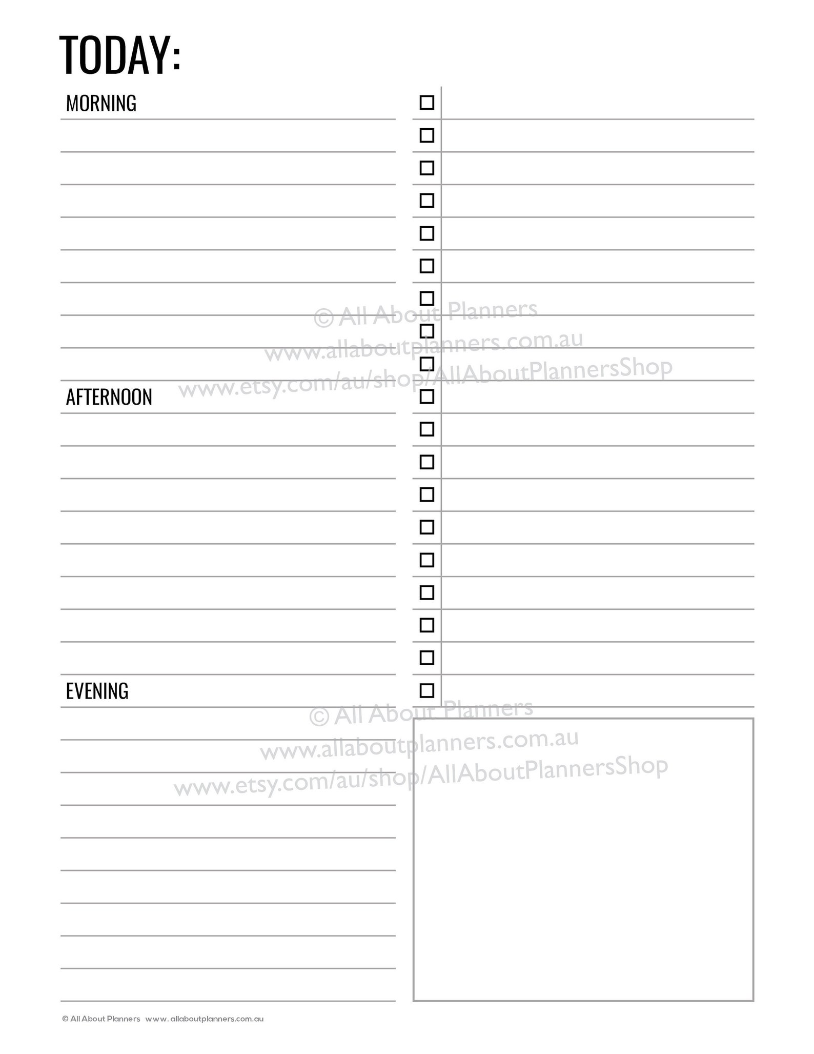 Daily Planner Printable Editable Morning Afternoon Schedule Checklist ...