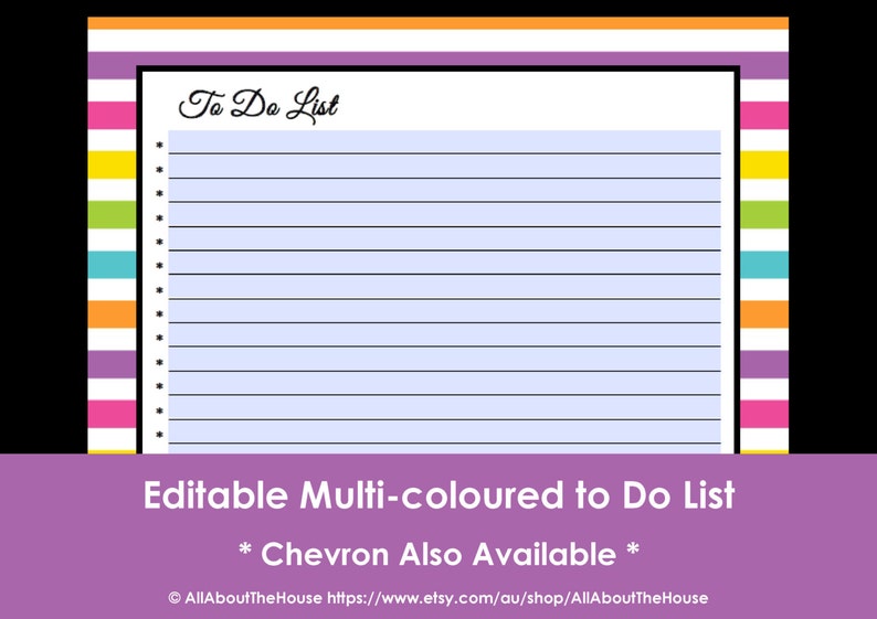 EDITABLE Printable to Do List Chevron Planner Printable INSTANT ...