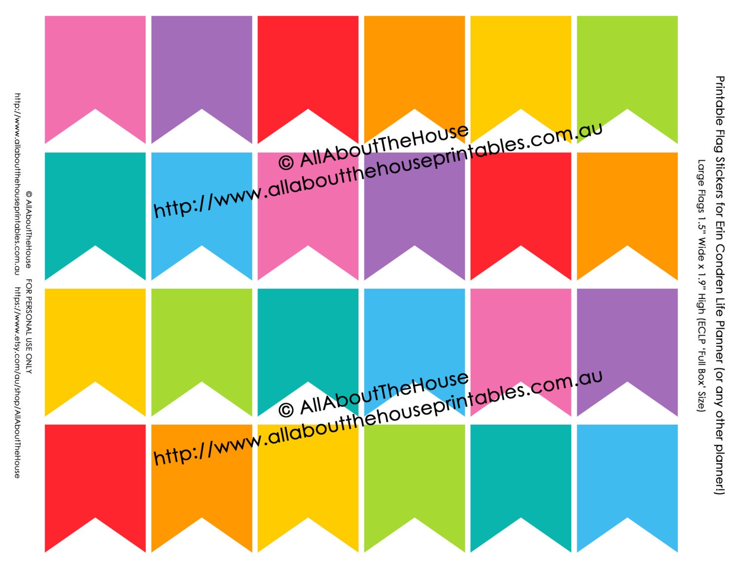 Printable Calendar / Planner Stickers Flags for Erin Condren | Etsy ...