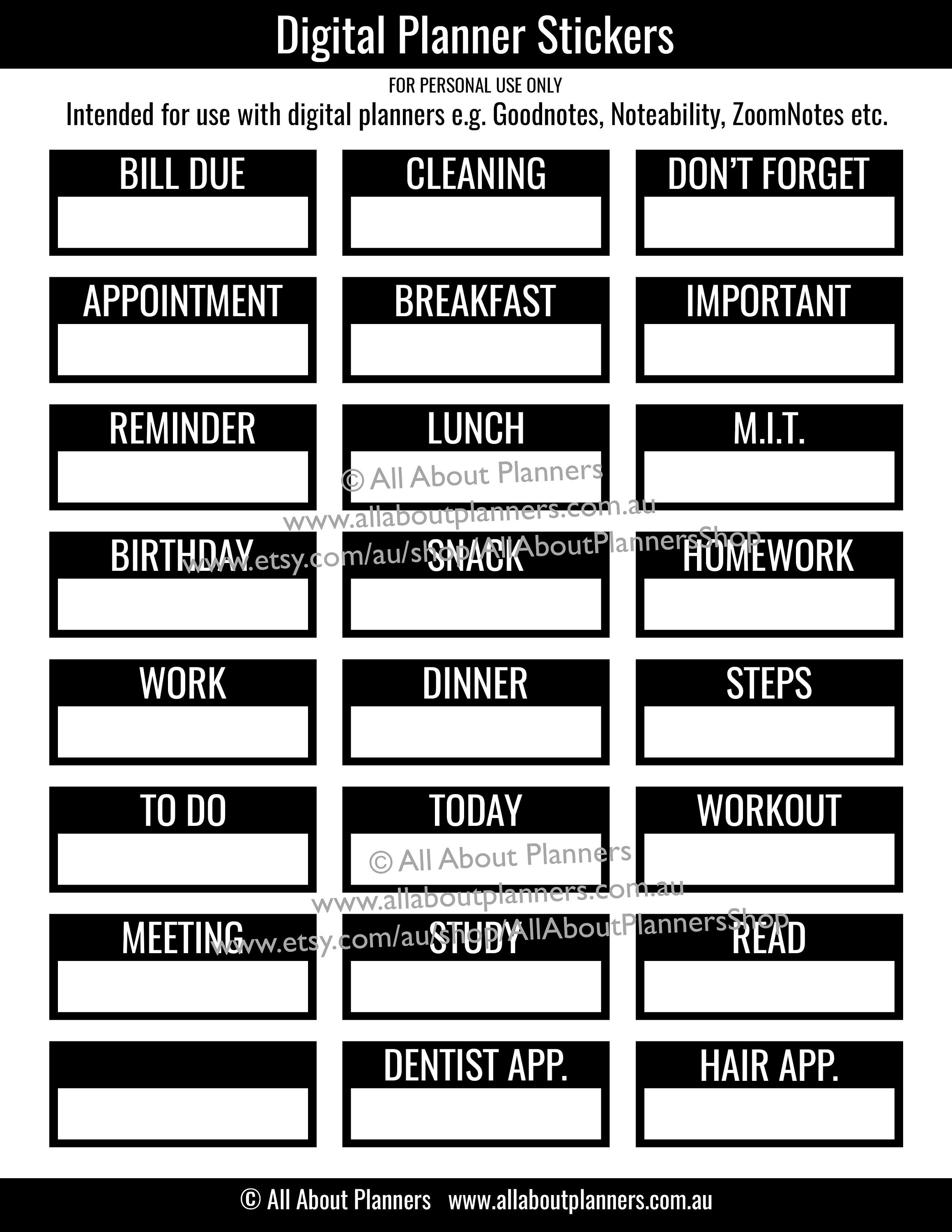 Digital Planner Stickers Labels Appointments Reminders Budget - Etsy ...