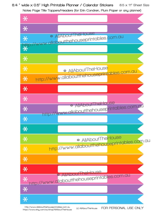 Notes Page Title Topper Header Planner Stickers Checklist Printable To ...