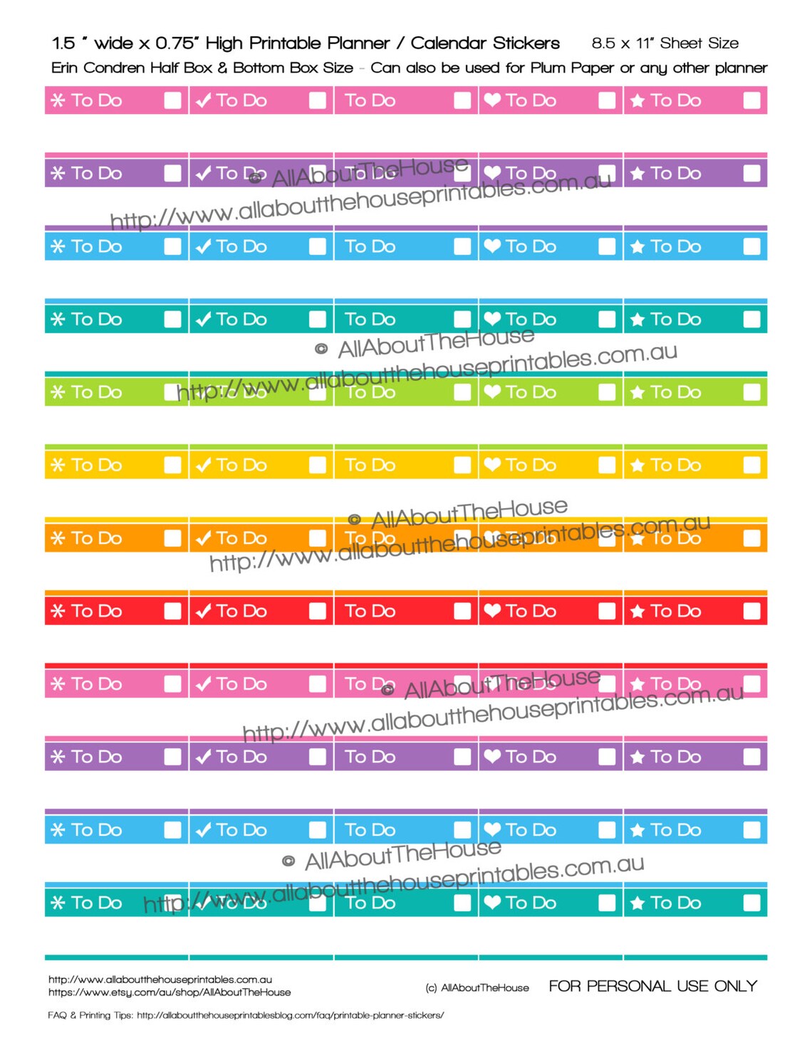 To Do Printable Planner Stickers List Checklist Most Important | Etsy