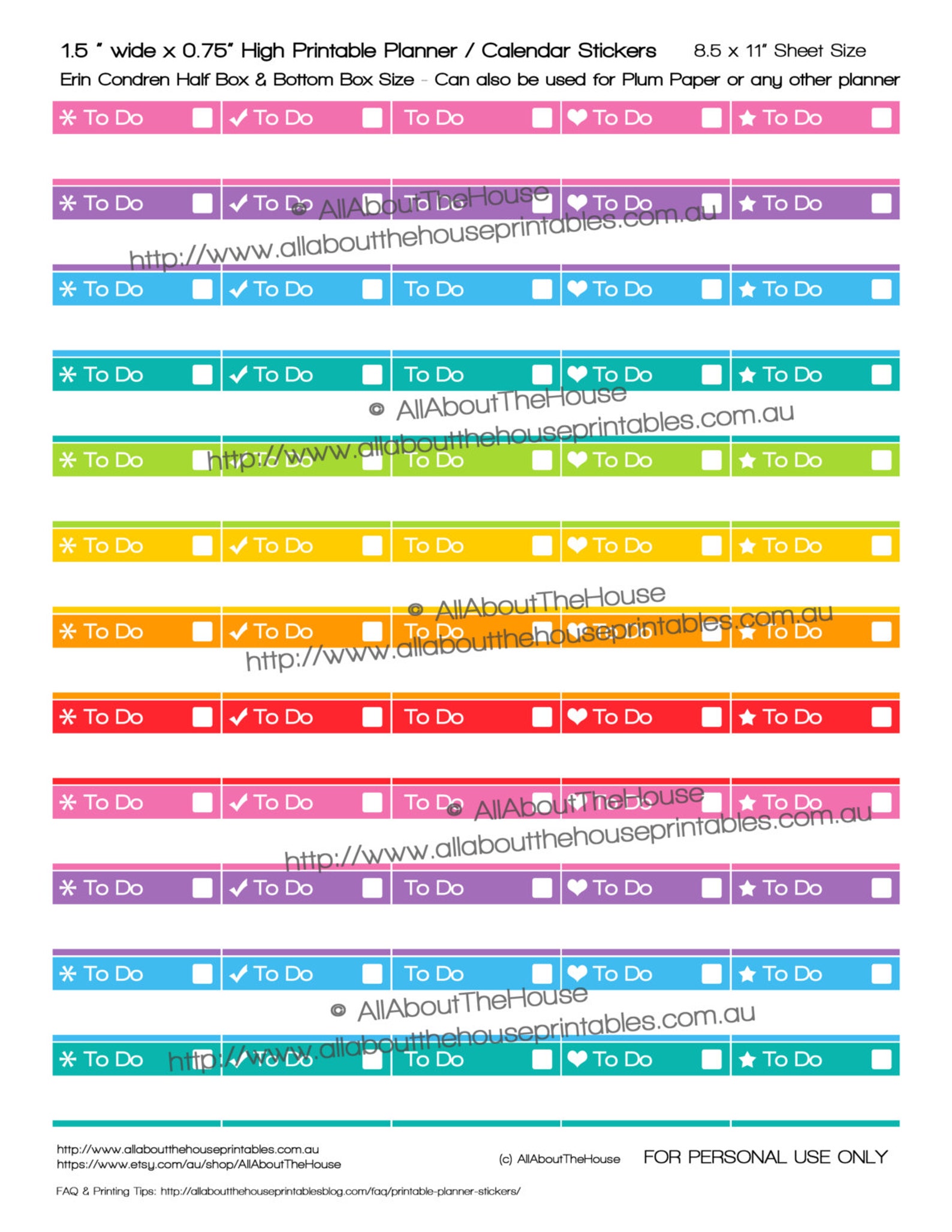 To Do Printable Planner Stickers List Checklist Most Important | Etsy