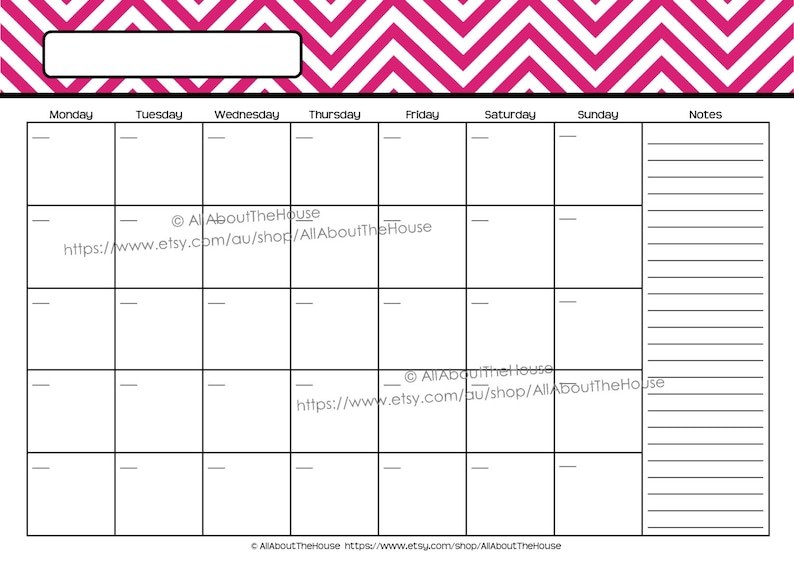EDITABLE 12 Monthly Calendar Printable Chevron Pattern Use for | Etsy