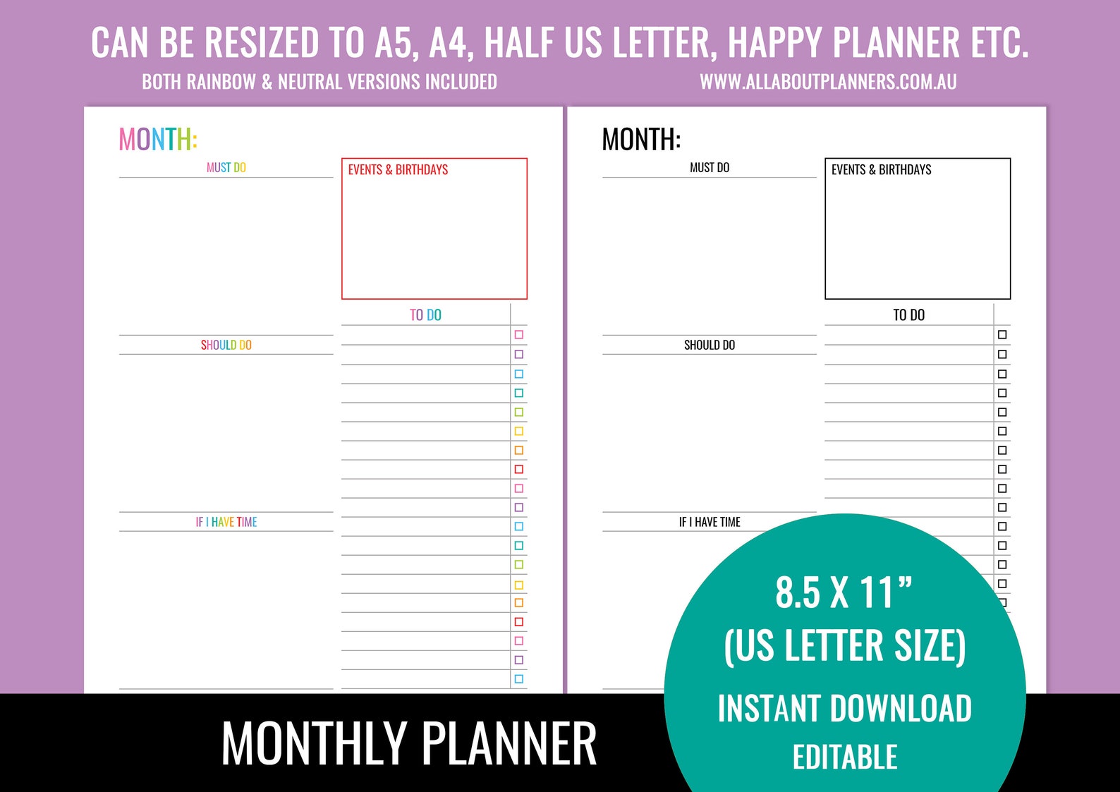 Monthly Tasks Planner Printable Must Do Should Do If I Have Time ...