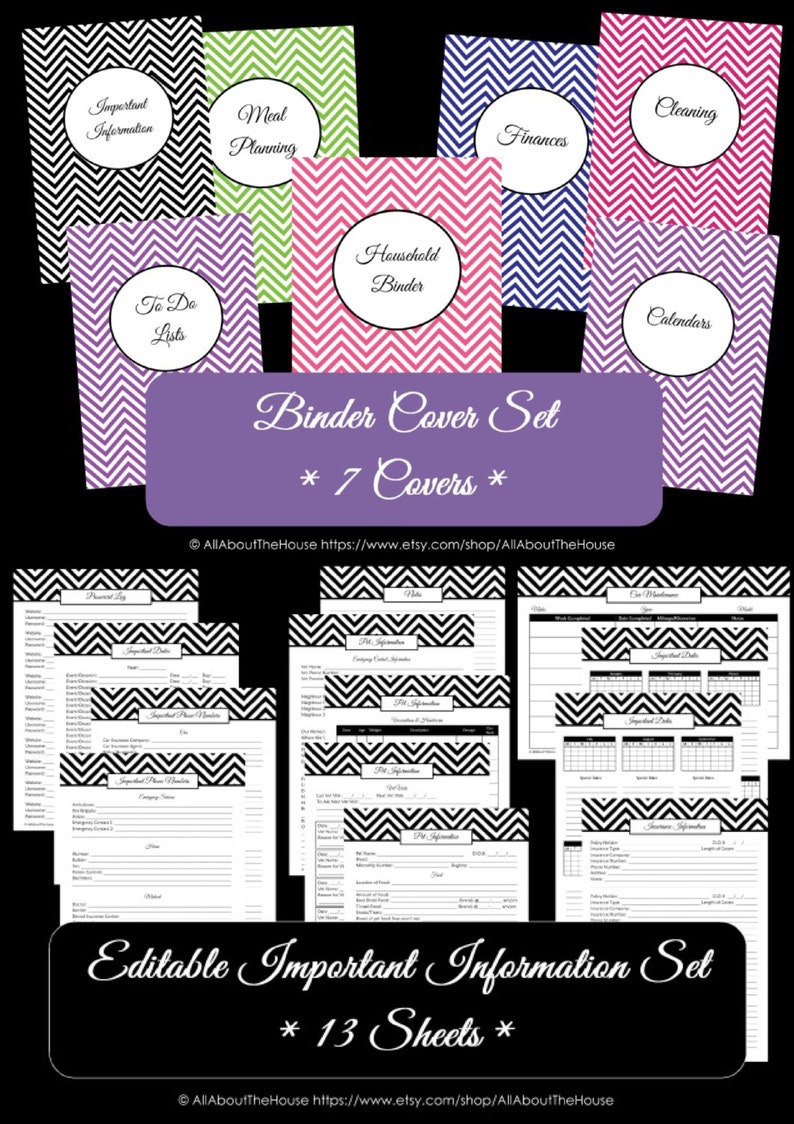 EDITABLE Household Binder Printables Home Binder Home - Etsy