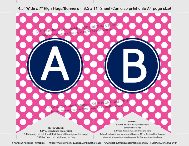 Nautical party banner printable bunting flag girl | Etsy