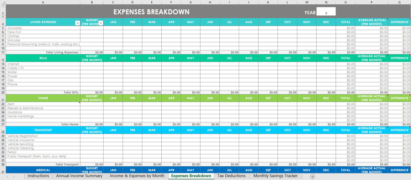 Family Budgeting Excel Spreadsheets Income Expenses Tracking Finance ...