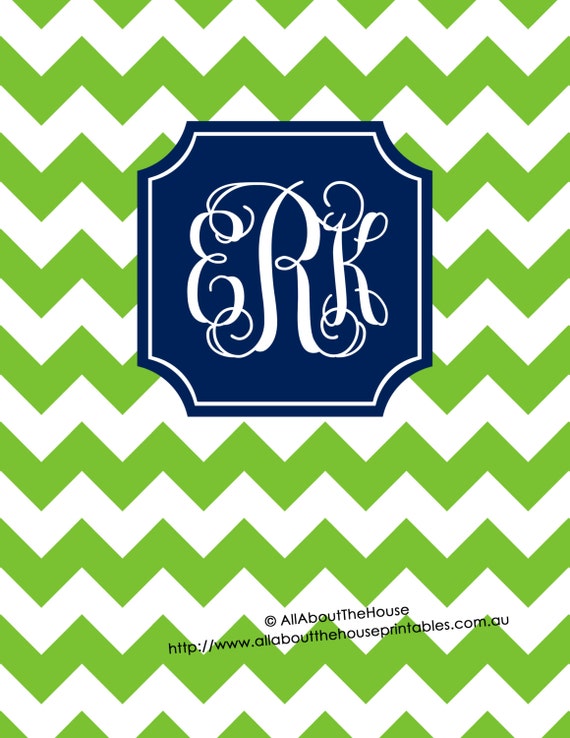 Monogram Printable Chevron Binder
