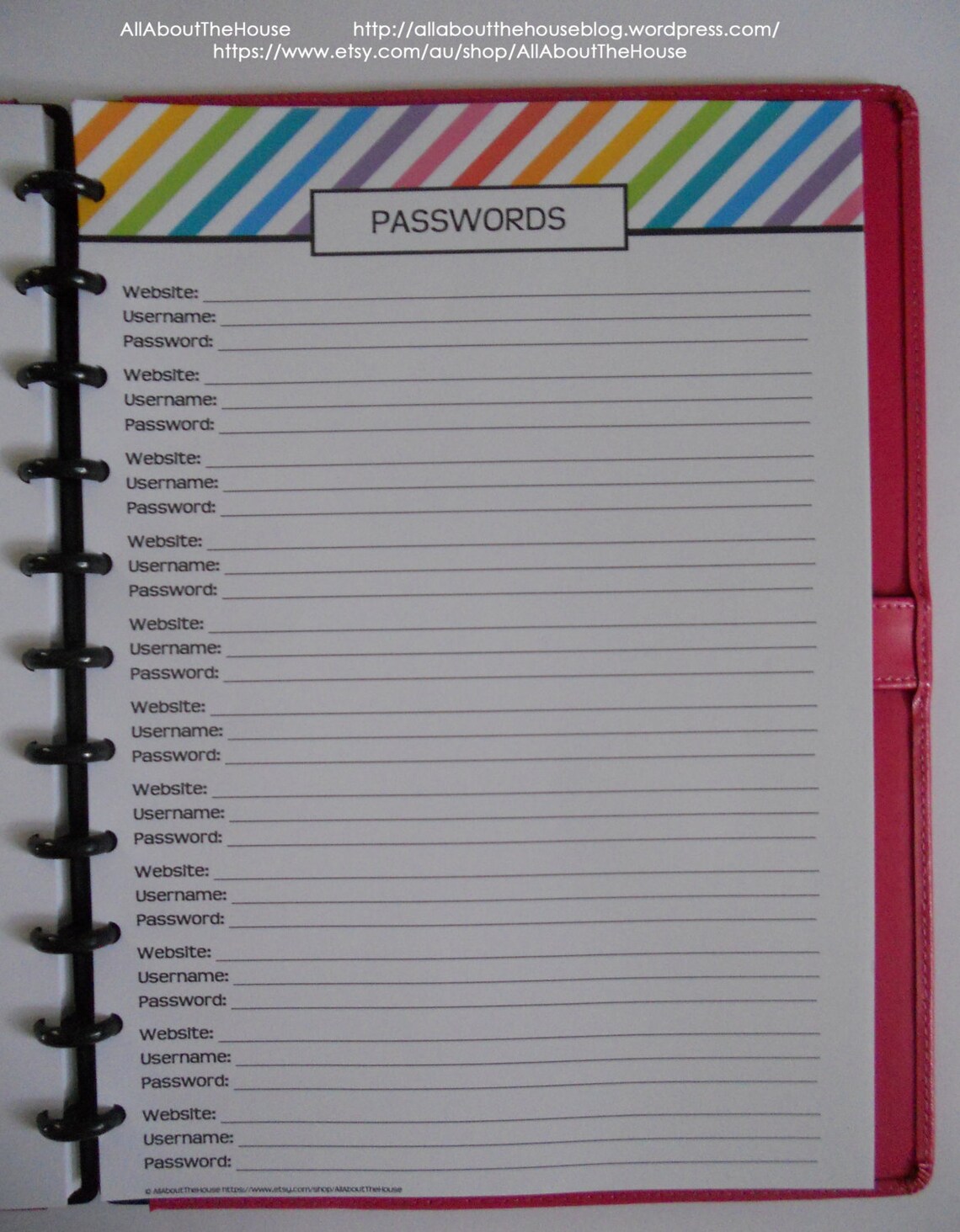 Password Log Printable Planner Daily Planner Agenda Add on Day - Etsy