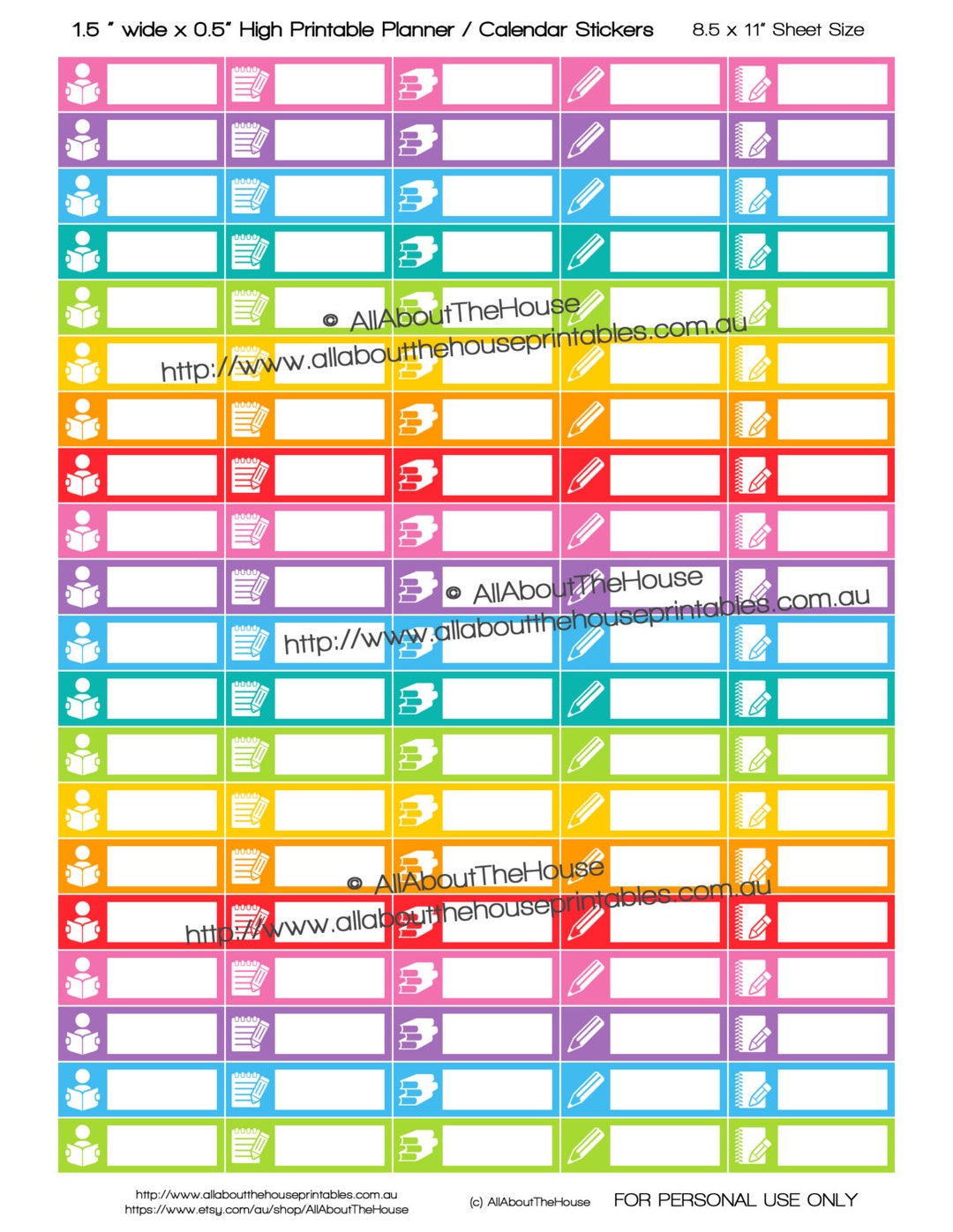 Study Read Write Planner Stickers Printable Reminder School Homework ...