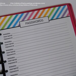 Password Log Printable Planner Daily Planner Agenda Add on Day Planner ...