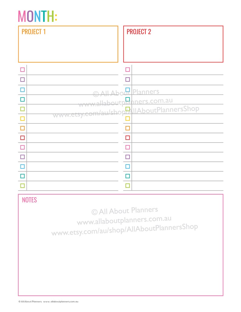 Monthly Planning Printable Goal Worksheet Overview Insert - Etsy