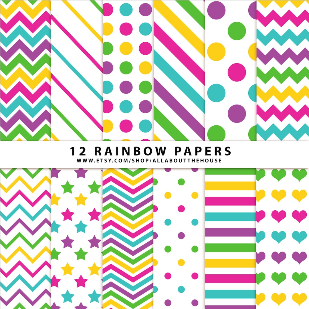 Rainbow Digital Paper 12" X 12" Commercial and Personal Use Allowed ...