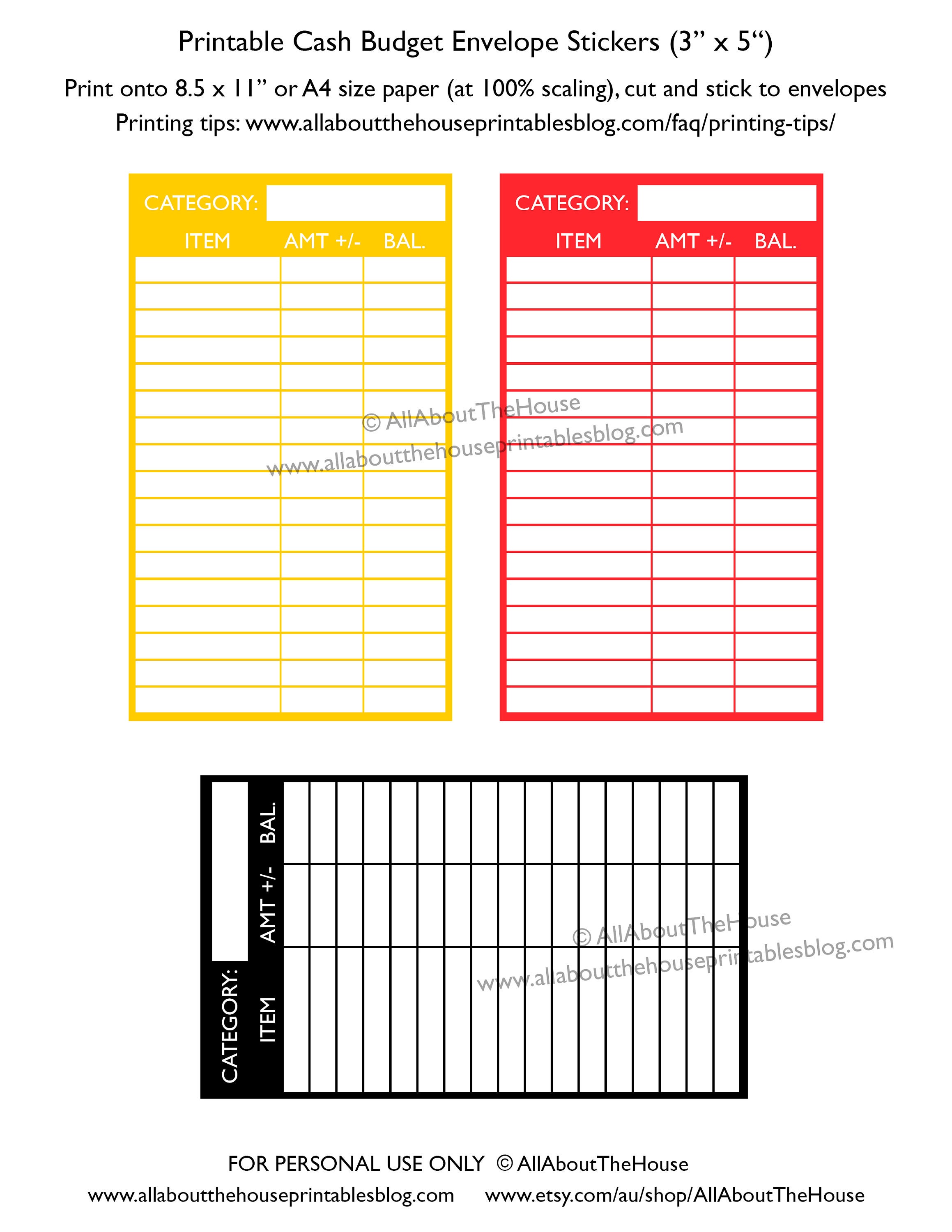 Cash Envelope Budgeting Printable Color Coded Expense Category - Etsy