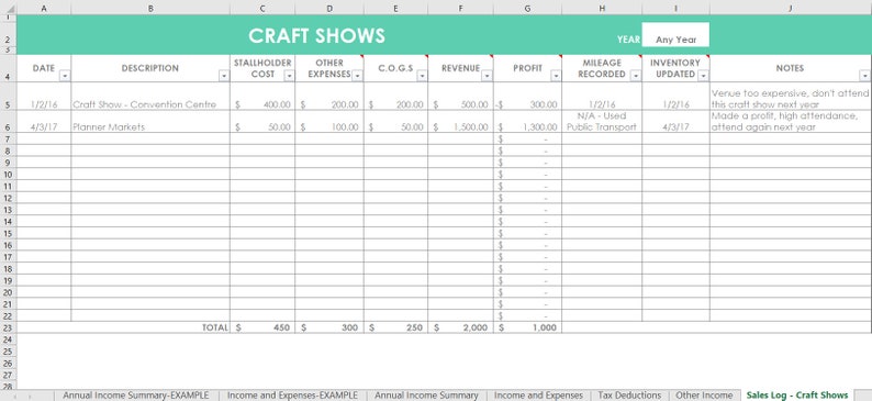 Etsy Seller Spreadsheets Shop Management Tool Financial Tax - Etsy ...